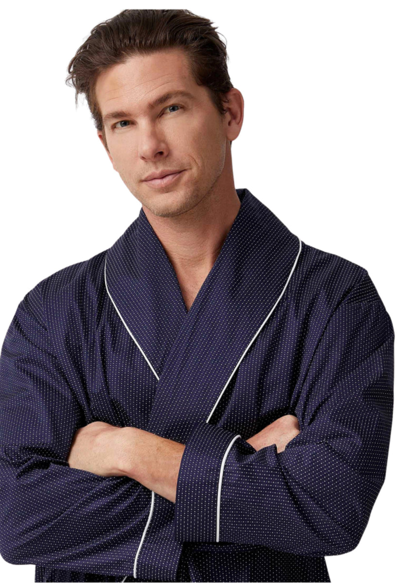 Men's Robe - Navy Dot – Sheepskin Loft